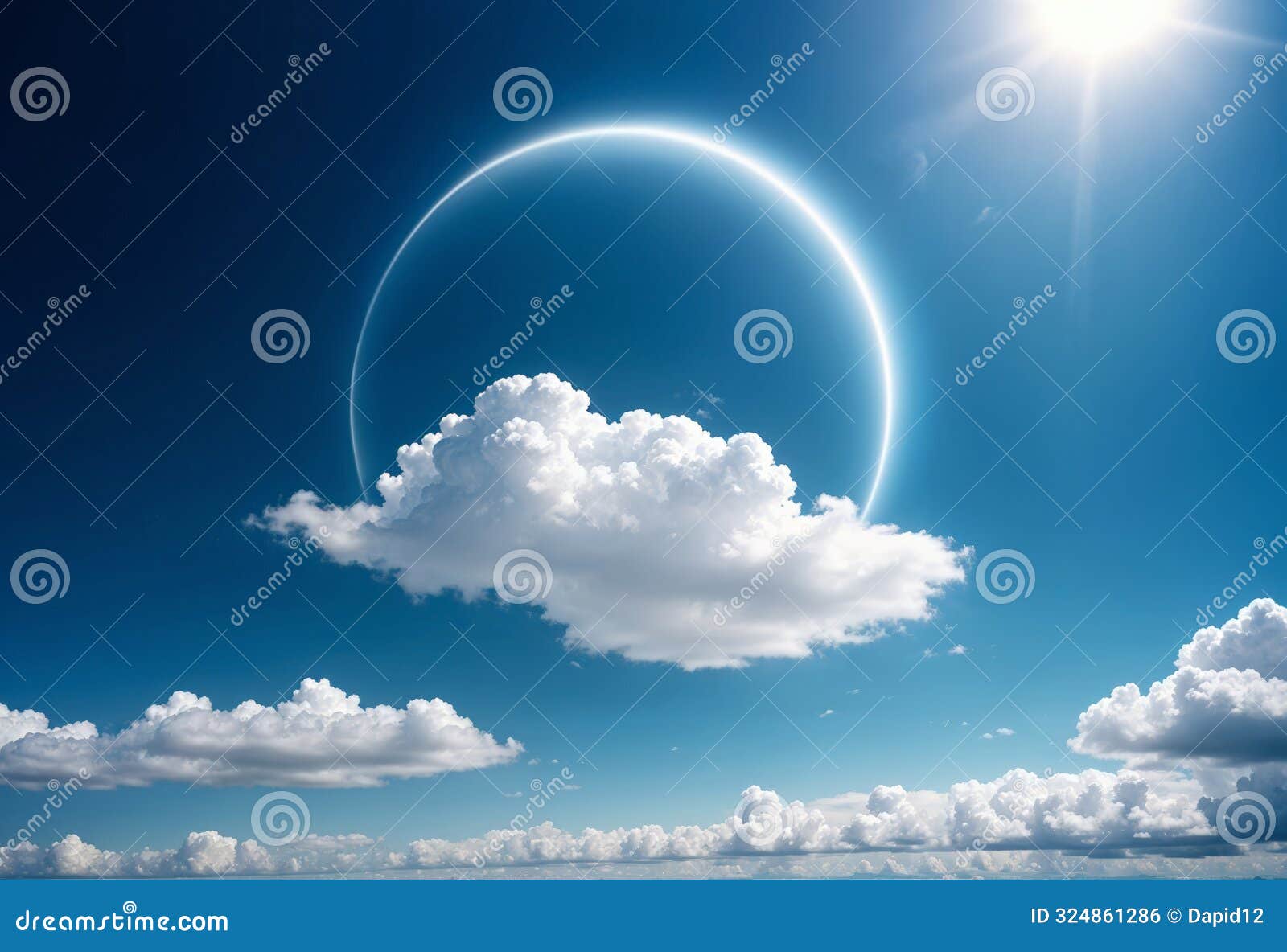 A Circular Shape in the Sky with Clouds and Sun Light Shinning Stock ...