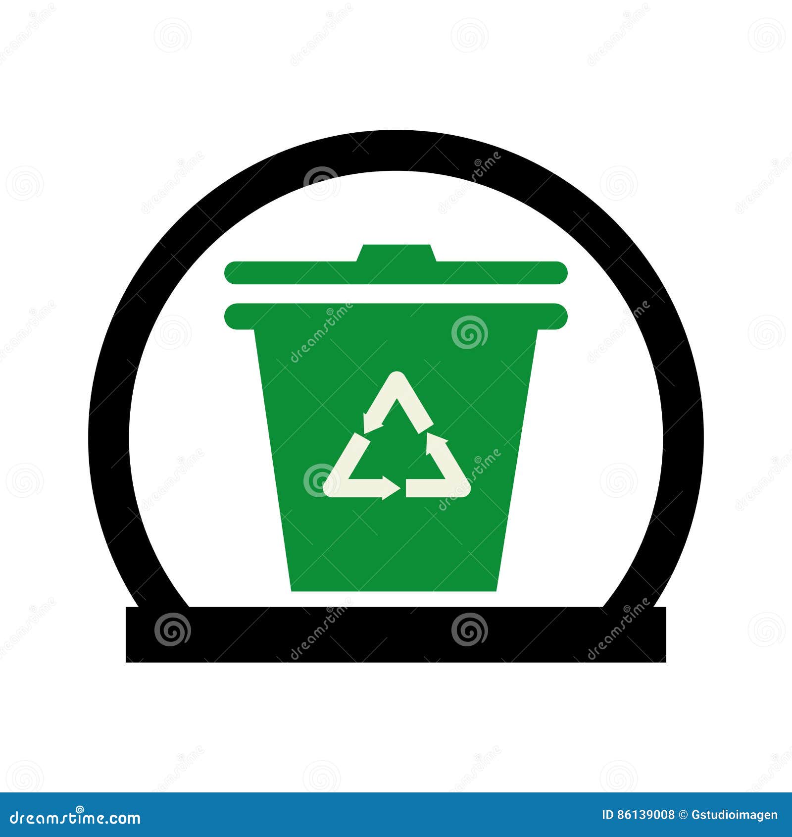 Circular Shape with Trash Container with Recycle Logo Stock Vector ...