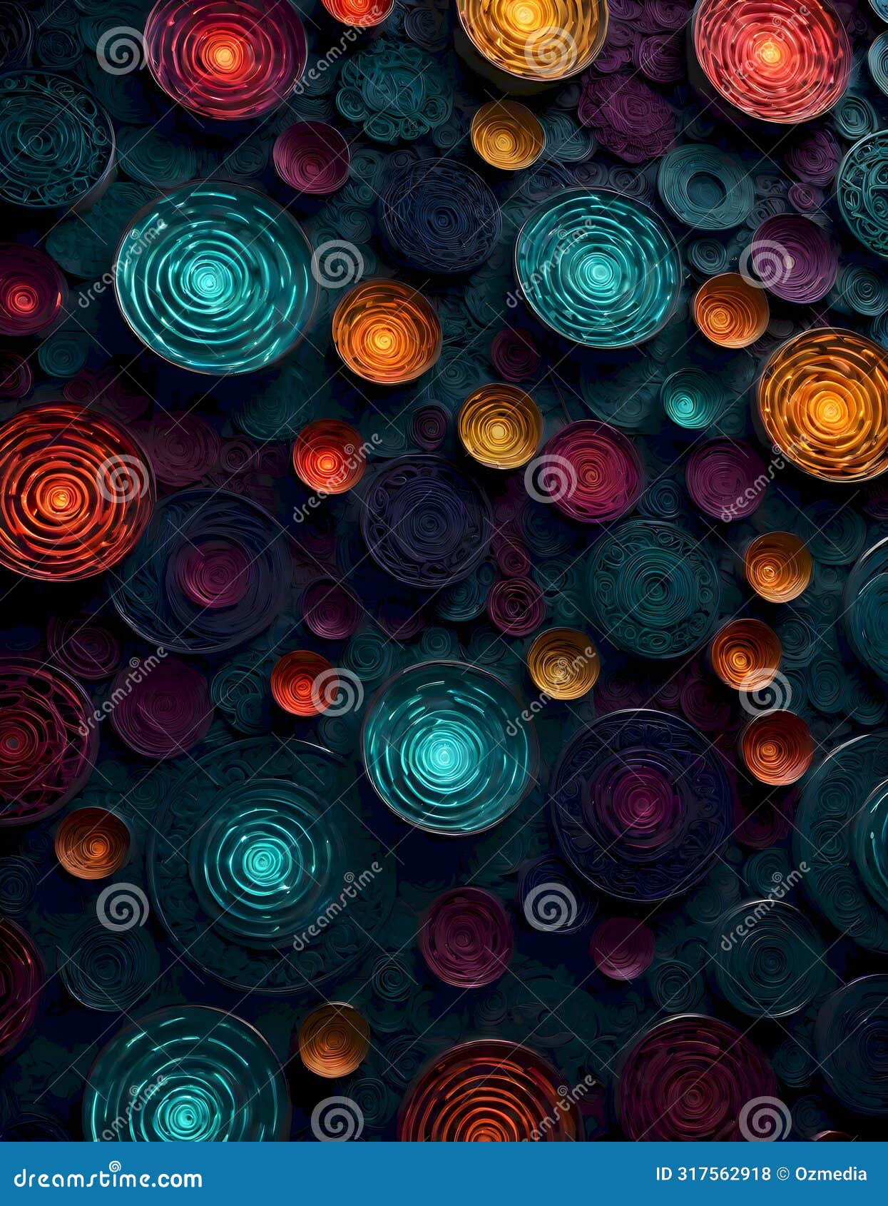 Circular Shapes, Vibrant Display of Artistic Complexity, Generative AI ...