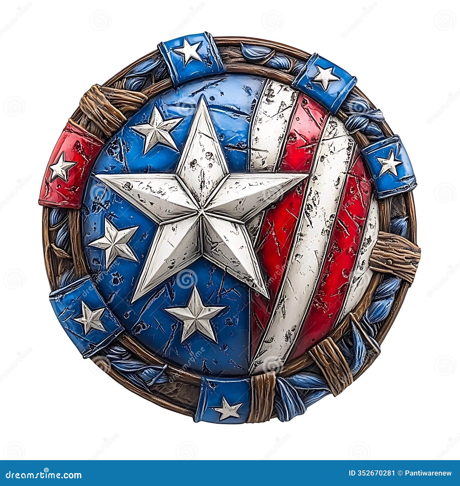 Circular Shield with Star Pattern and Iconic Design Stock Illustration ...