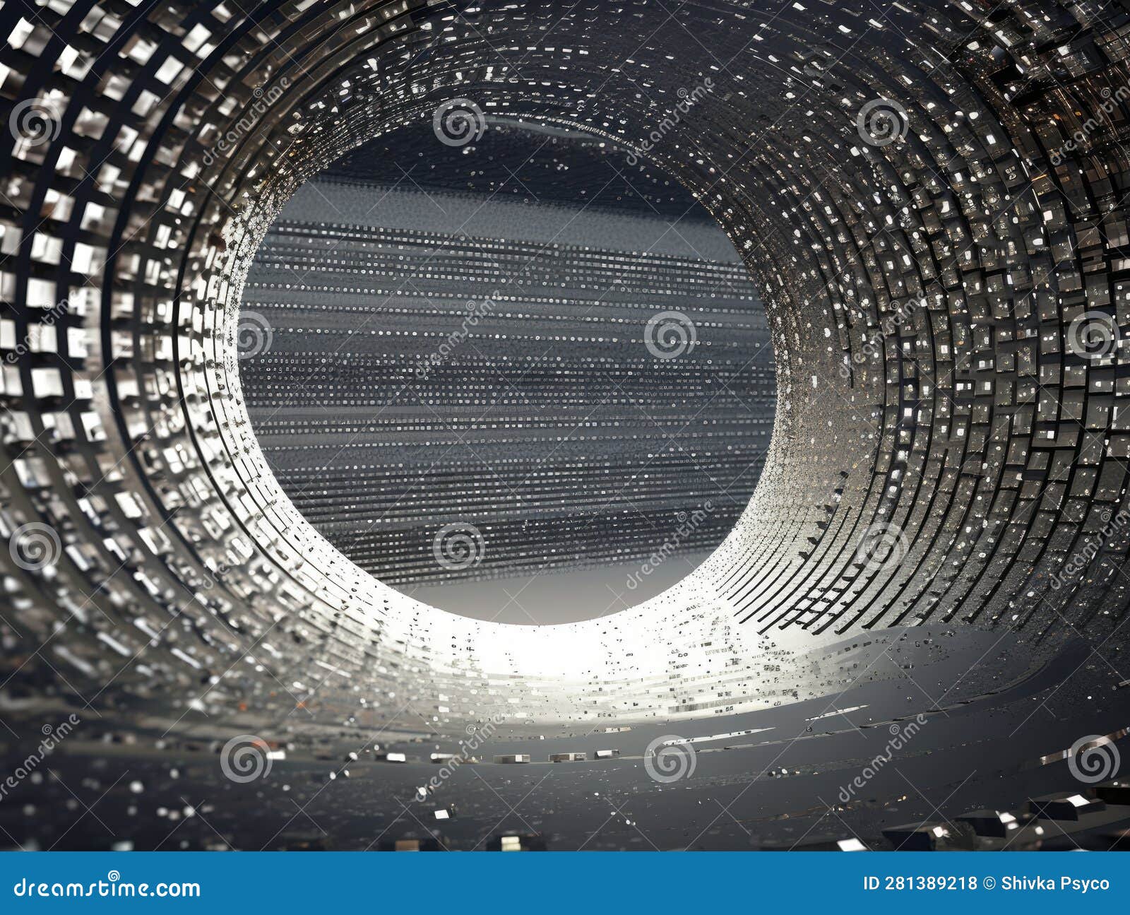 Circular Silver Dot Matrix Futuristic Photograph Generative AI Stock ...