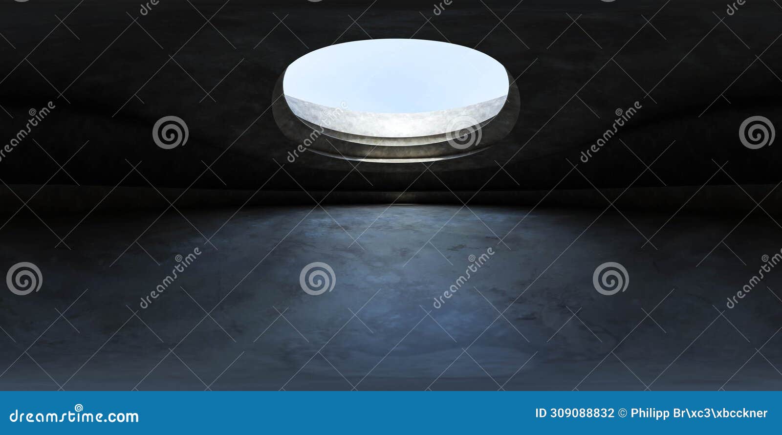 Circular Skylight Piercing through a Dark Ceiling on a Clear Day 360 ...