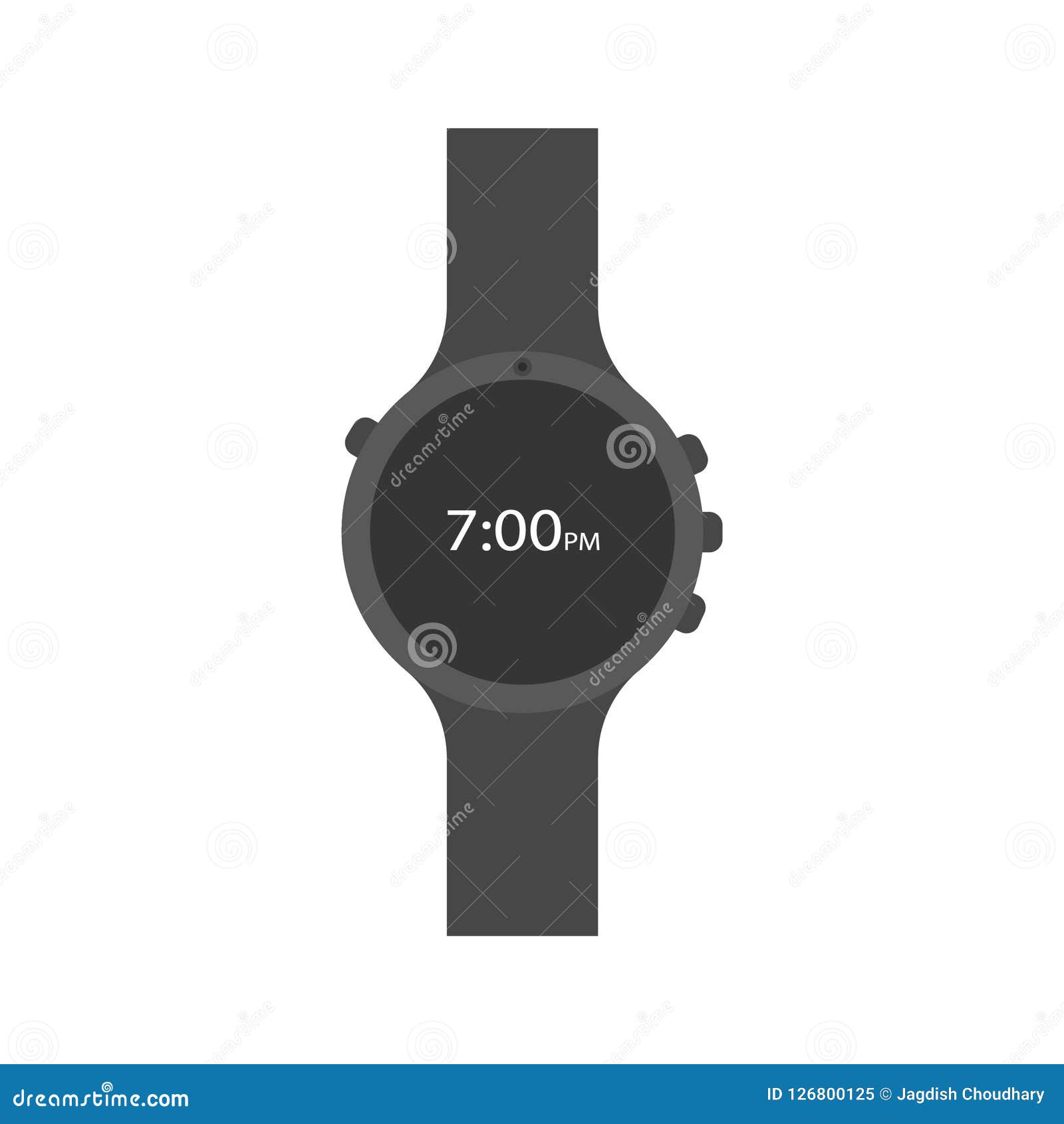 Circular Smartwatch with Time. Vector Illustration of Circular ...