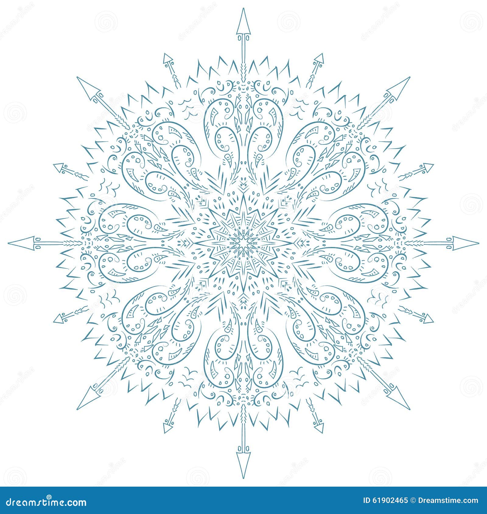 Circular Snowflake Ornament. Stock Vector - Illustration of pattern ...