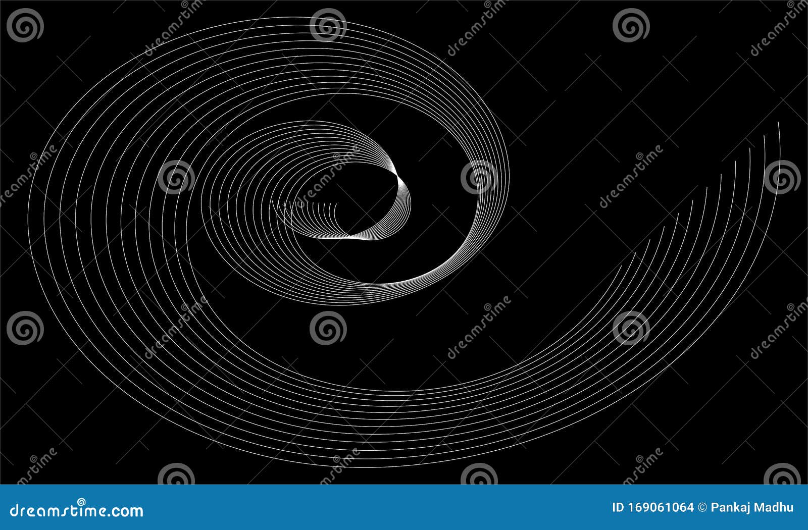 Circular Spiral Wave Concept. Black Background Vector Stock Vector ...