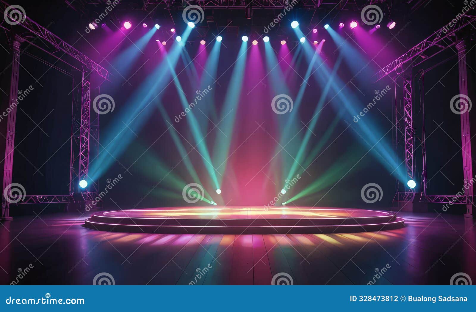 Circular Stage with Circular Platform is Illuminated by Circular Array ...