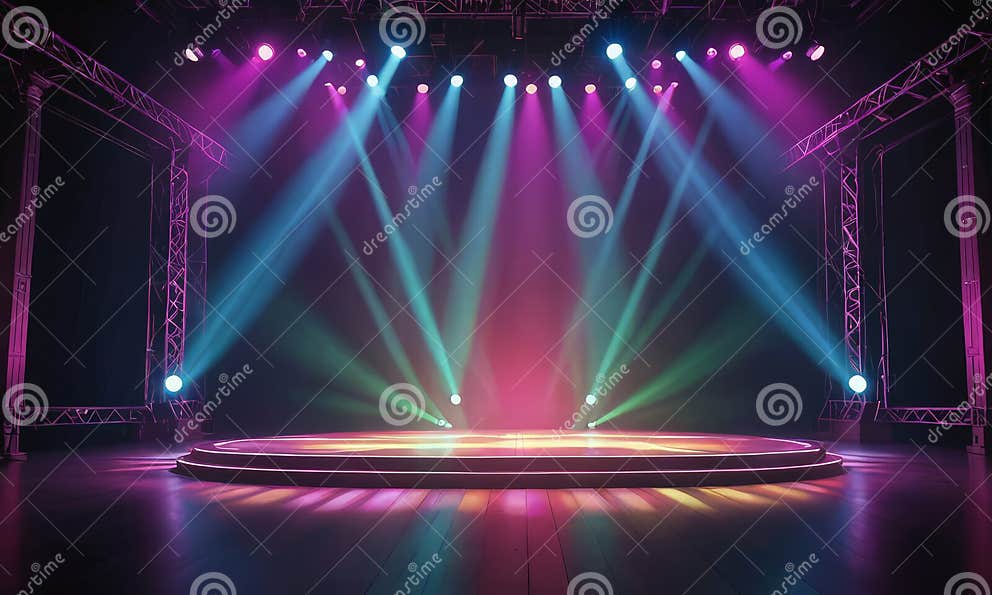 Circular Stage with Circular Platform is Illuminated by Circular Array ...