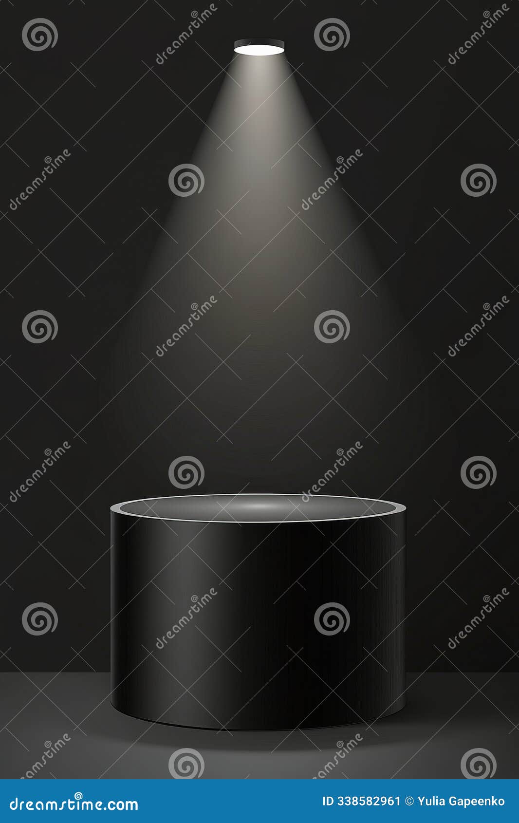 A Spotlight Beams on a Circular Stage in a Dim Venue for a Performance ...