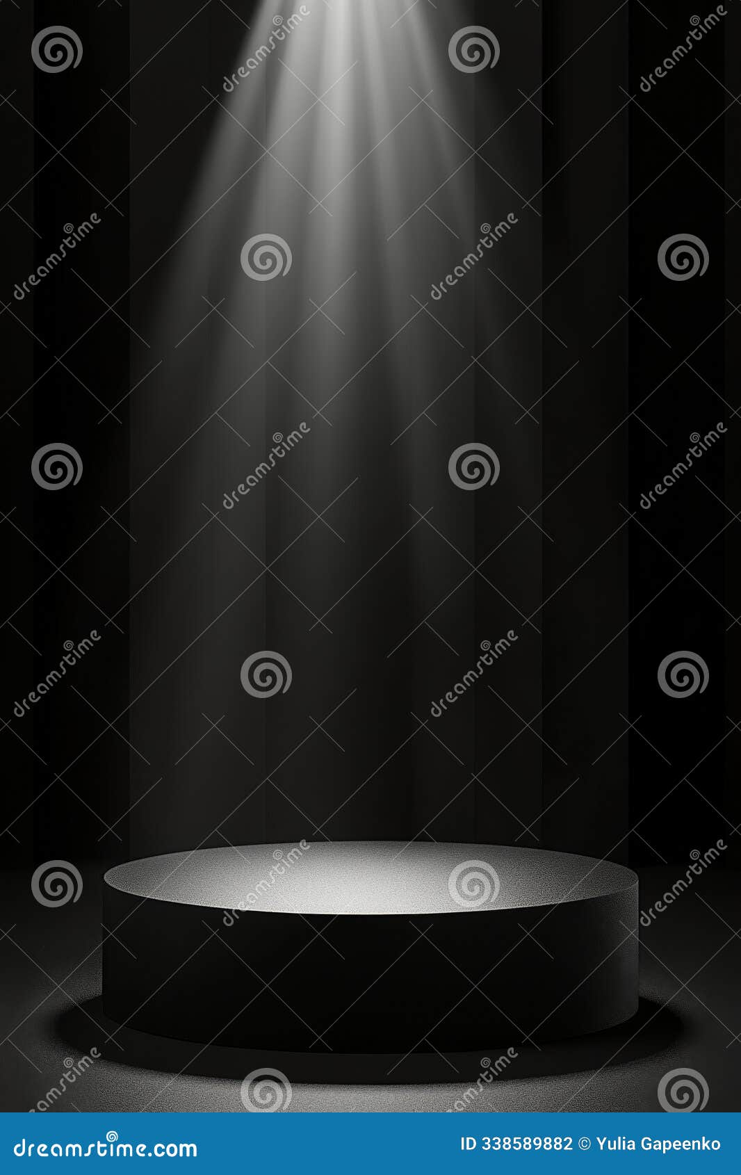 A Spotlight Beams on a Circular Stage in a Dim Venue for a Performance ...
