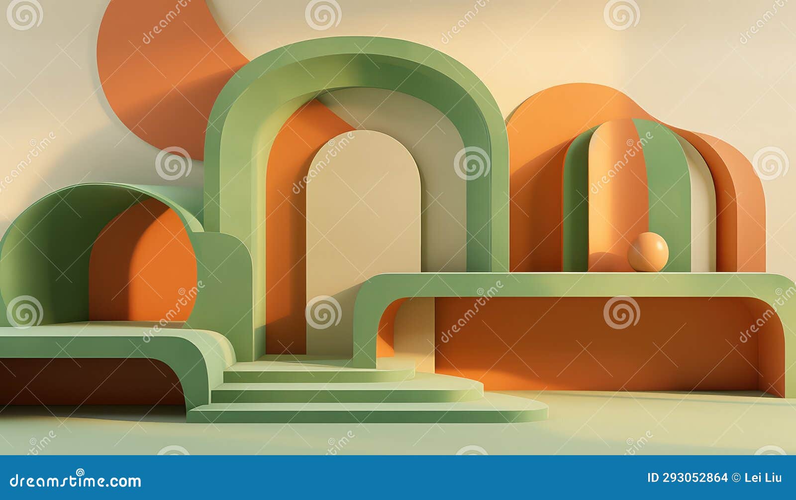Circular Stage with Soft Tones and Striking Colors Stock Illustration ...