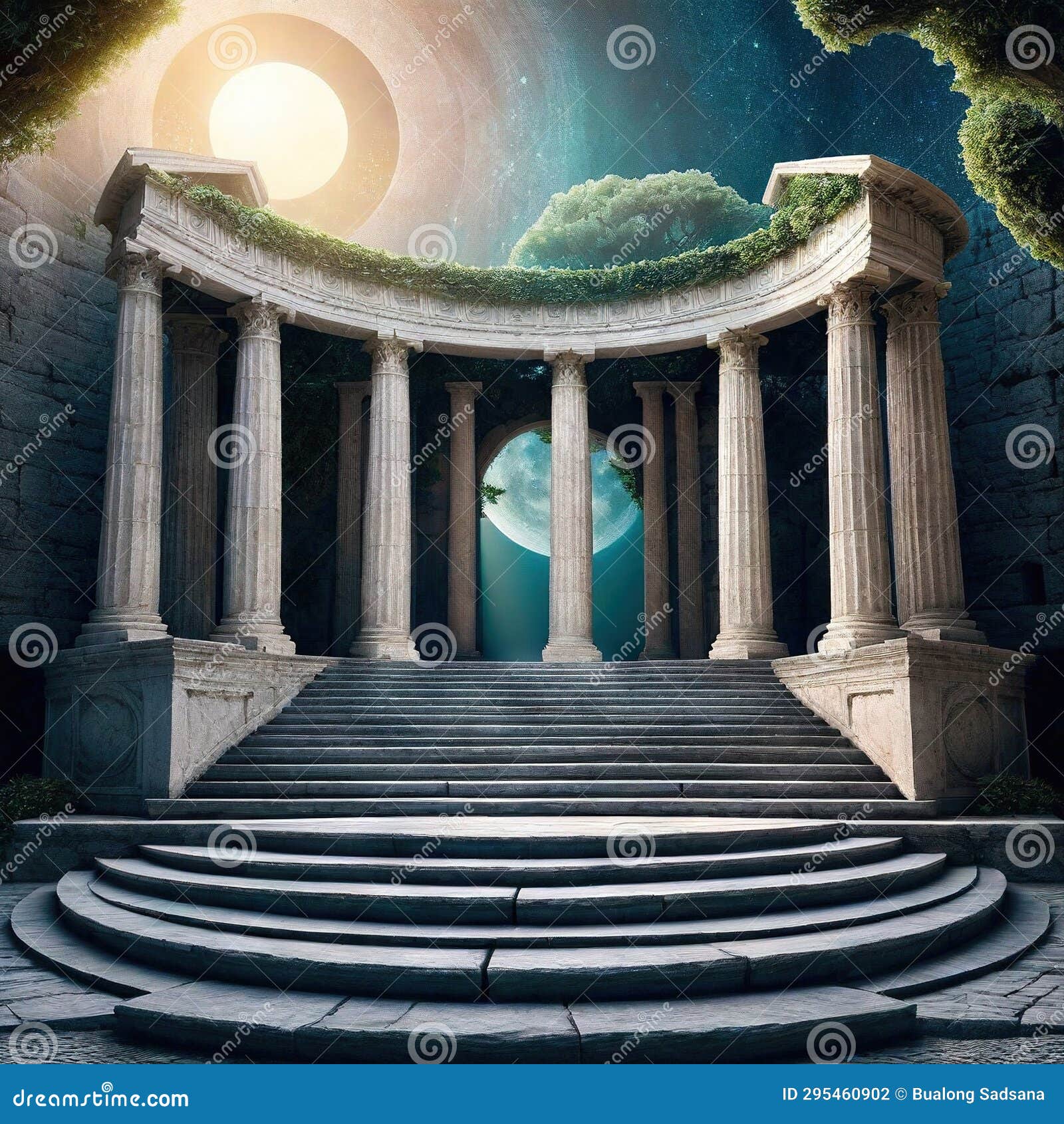 Circular Stage with Stairs and Columns Stock Illustration ...
