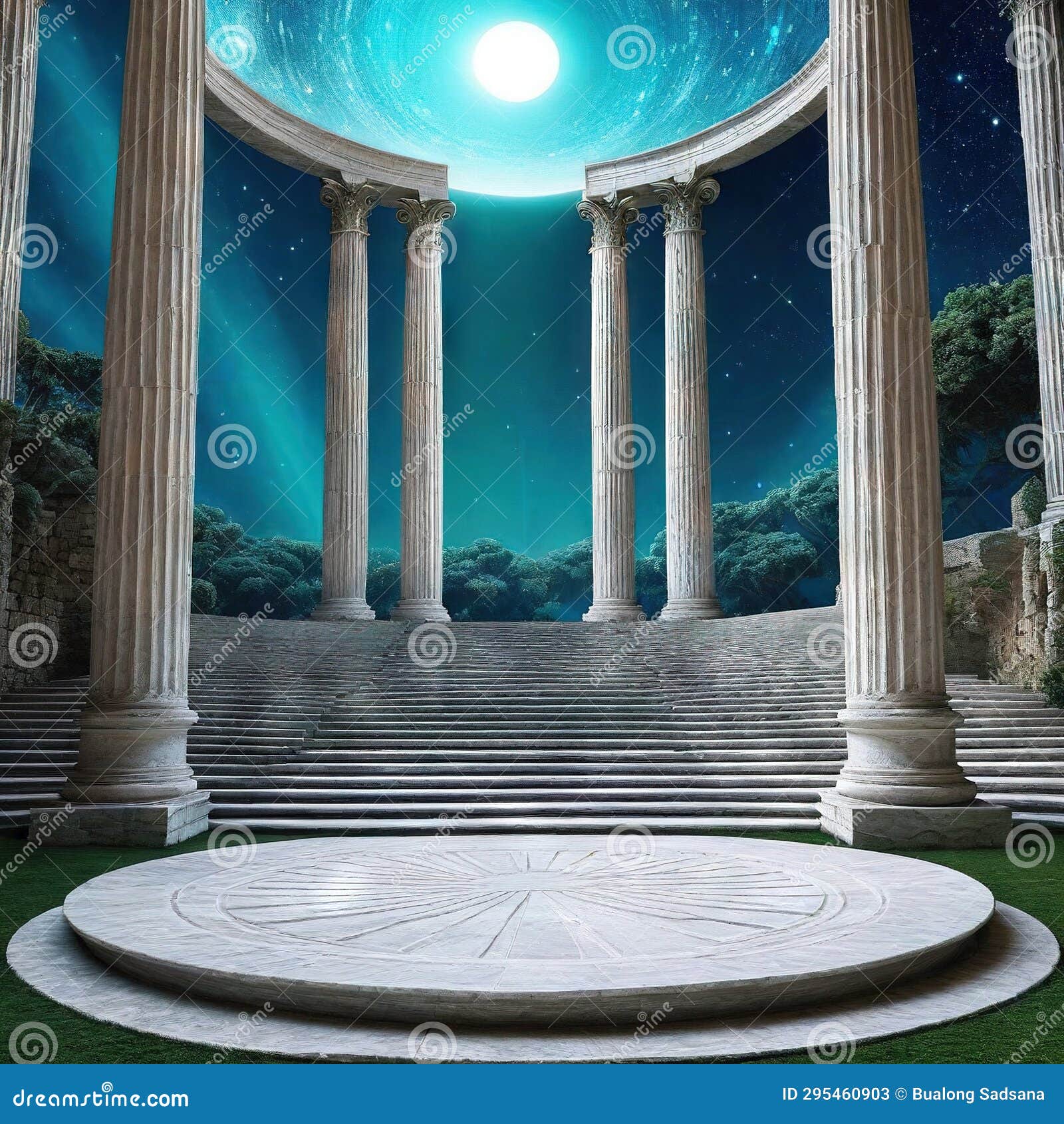 Circular Stage with Stairs and Columns Stock Illustration ...