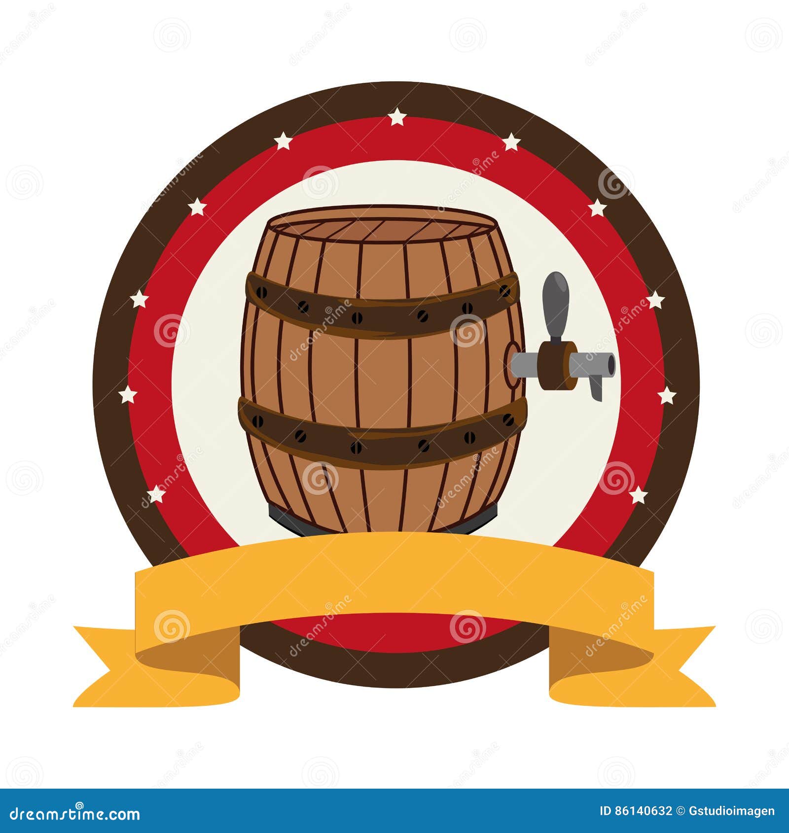 Circular Stamp with Beer Barrel and Label Stock Vector - Illustration ...