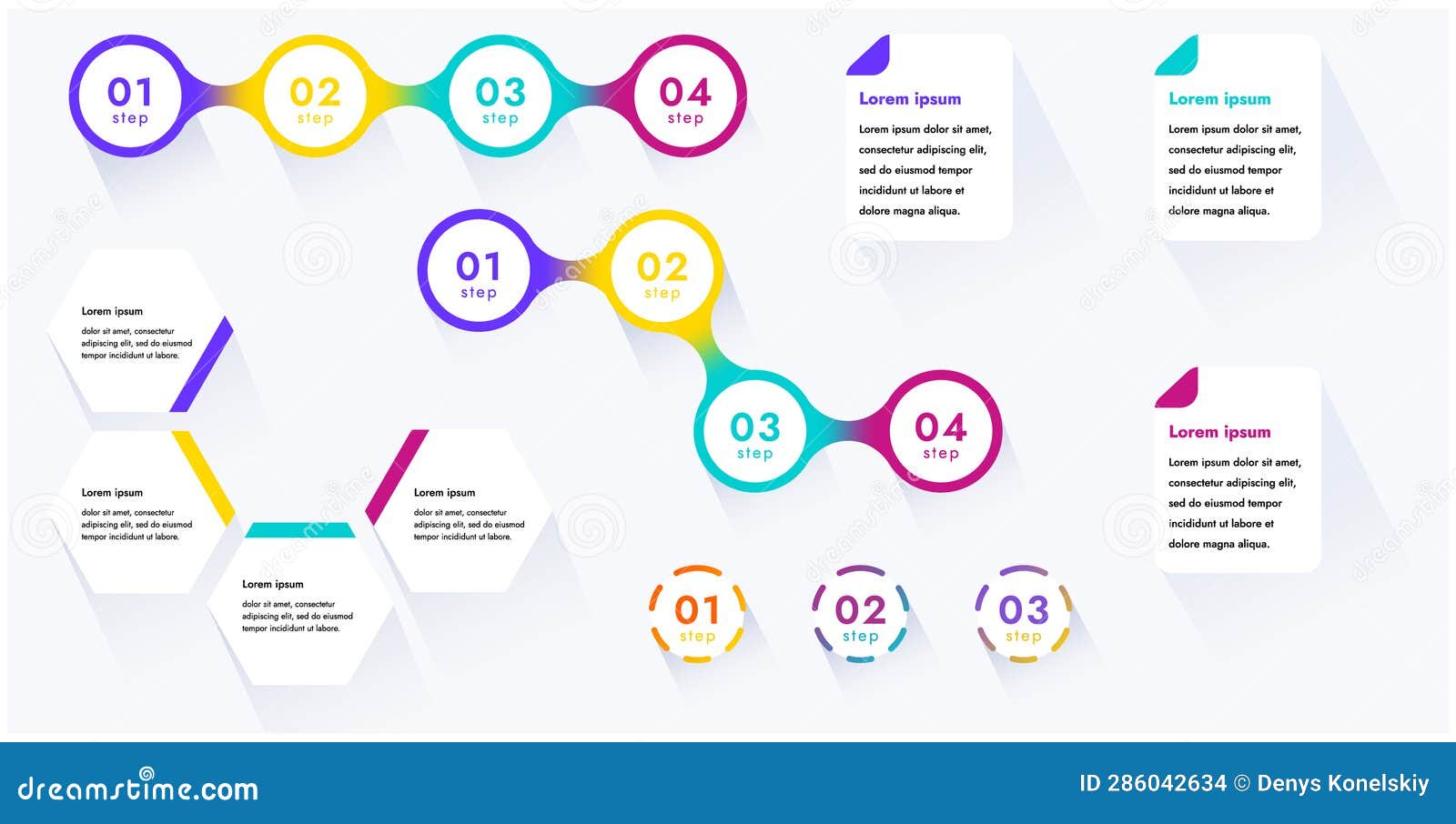 Circular Steps with a Gradient Transition, Three Independent Circles ...
