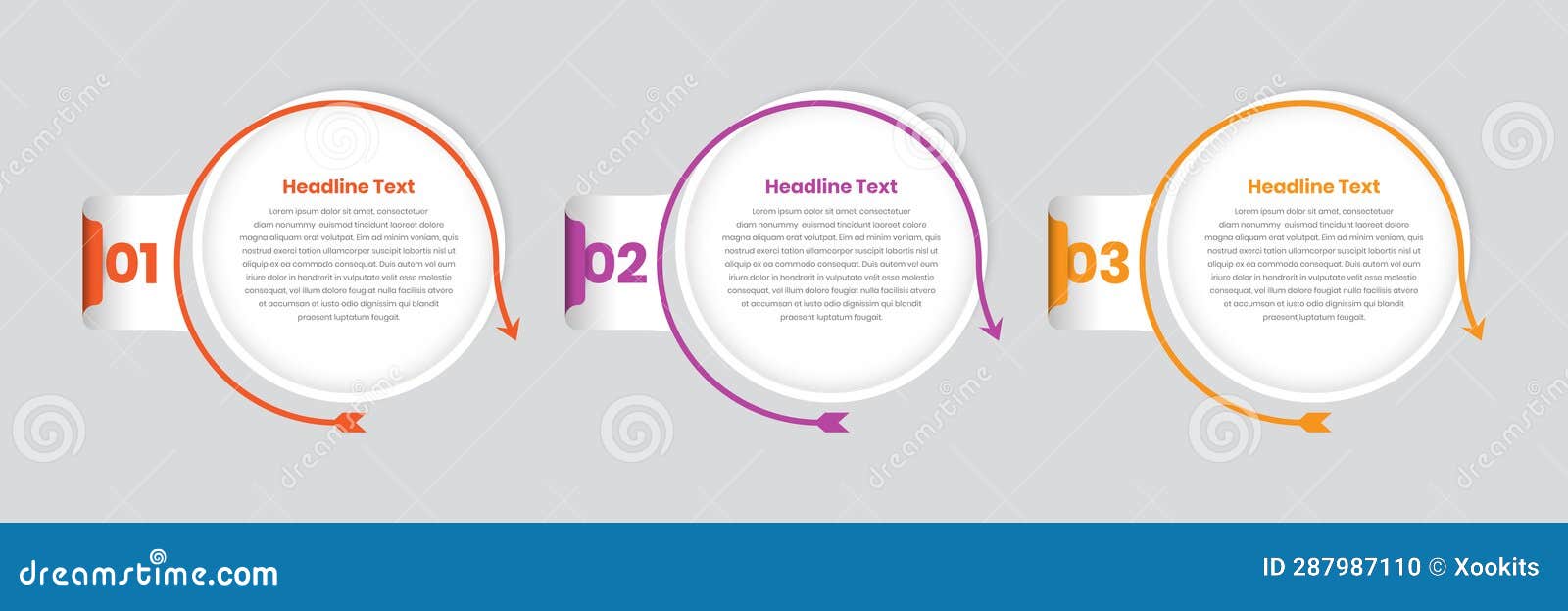 Circular Steps Infographic Template with Curved Arrow and Number in ...