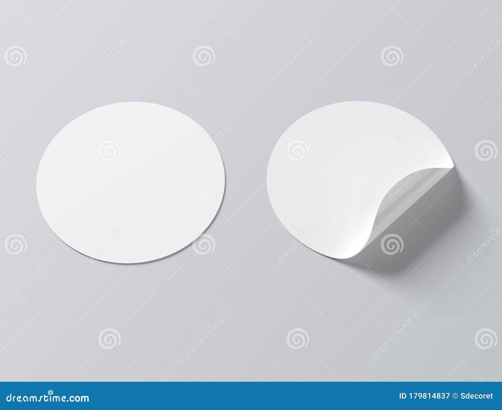 Circular Sticker Mockup Isolated on Grey Background 3D Rendering Stock ...