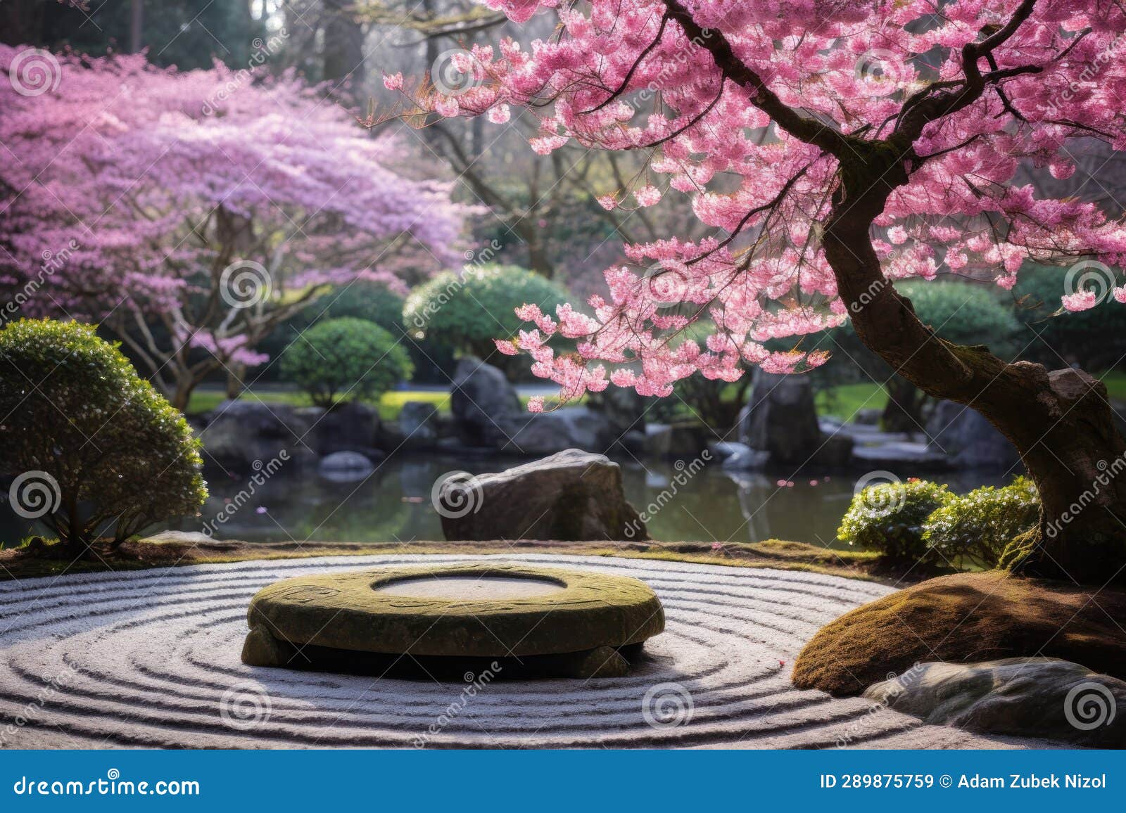 A Circular Stone Bench in a Garden Stock Illustration - Illustration of ...