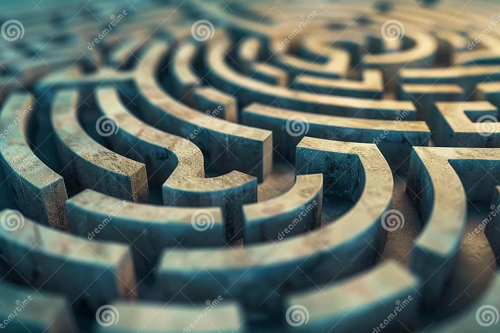 Circular Stone Maze Forming a Complex Labyrinth Stock Illustration ...