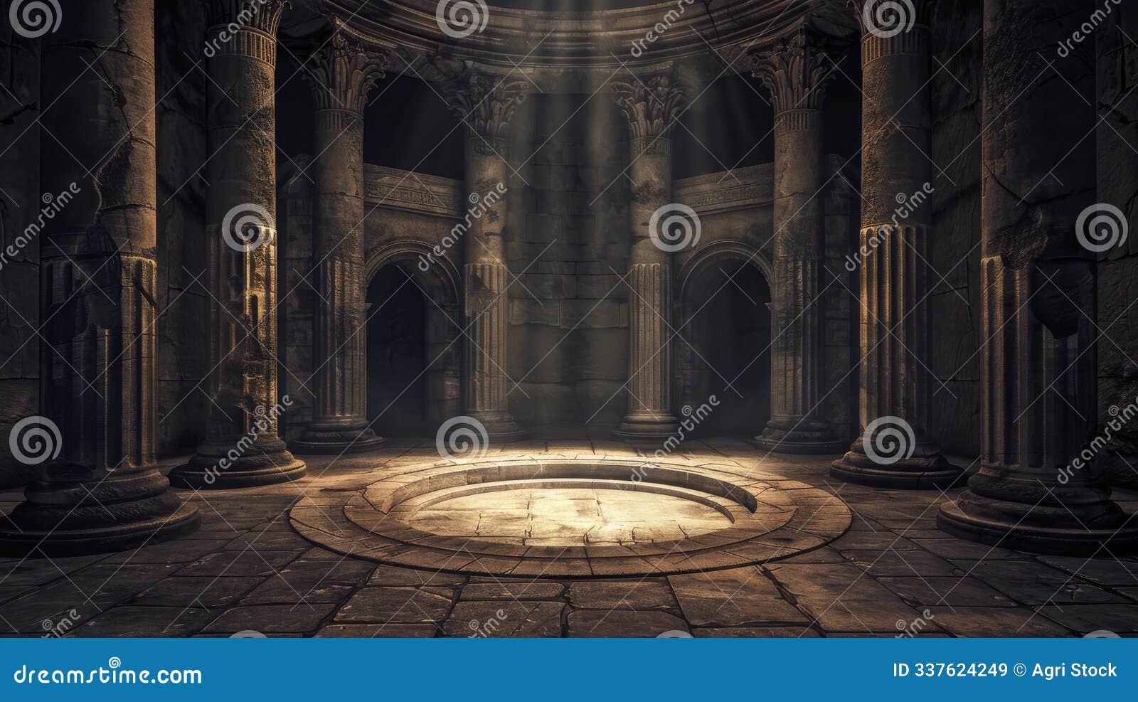 In A Dimly Lit Chamber, The Radiant Gothic Minotaur Stands Stoically ...