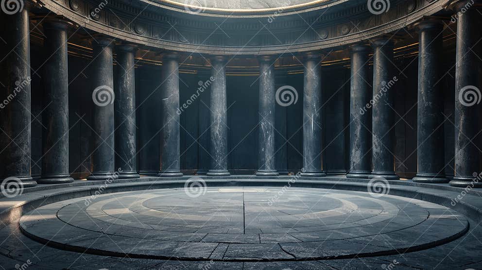 A Circular Stone Platform Surrounded by Tall Dark Columns Creates an ...