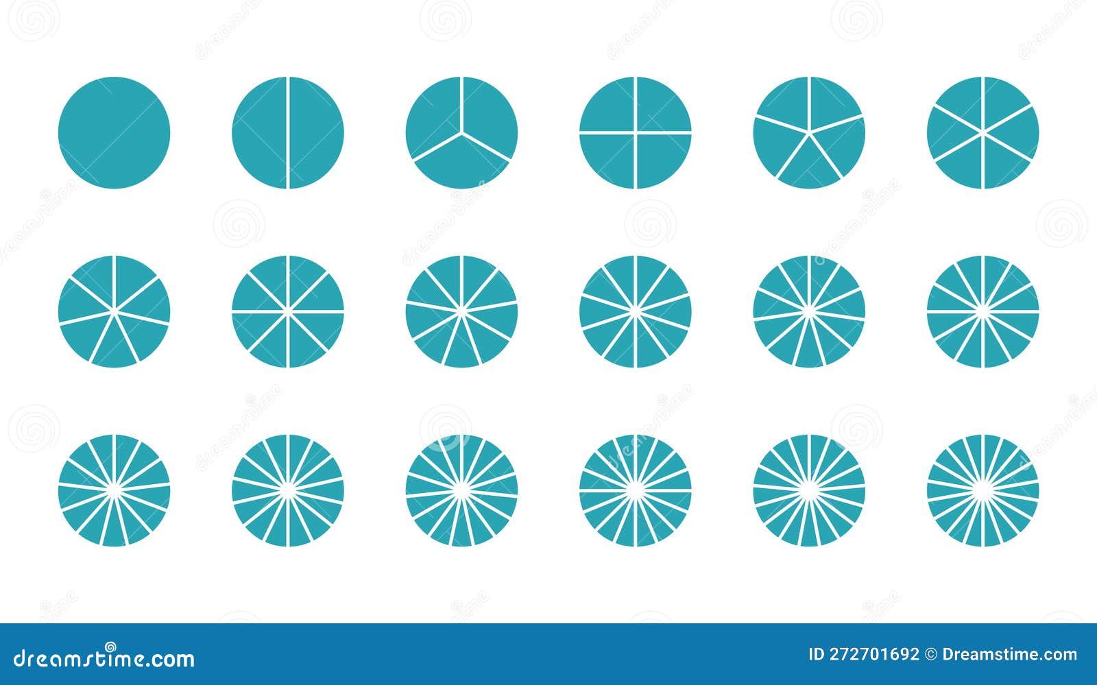 Piechart With Segments And Slices In Shades Of Gray Colors. Circular ...