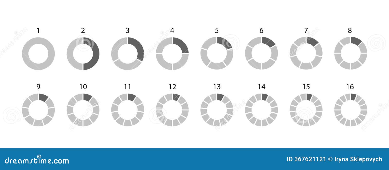 Piechart With Grey Segments. Circle Section Template. Pie Diagram ...