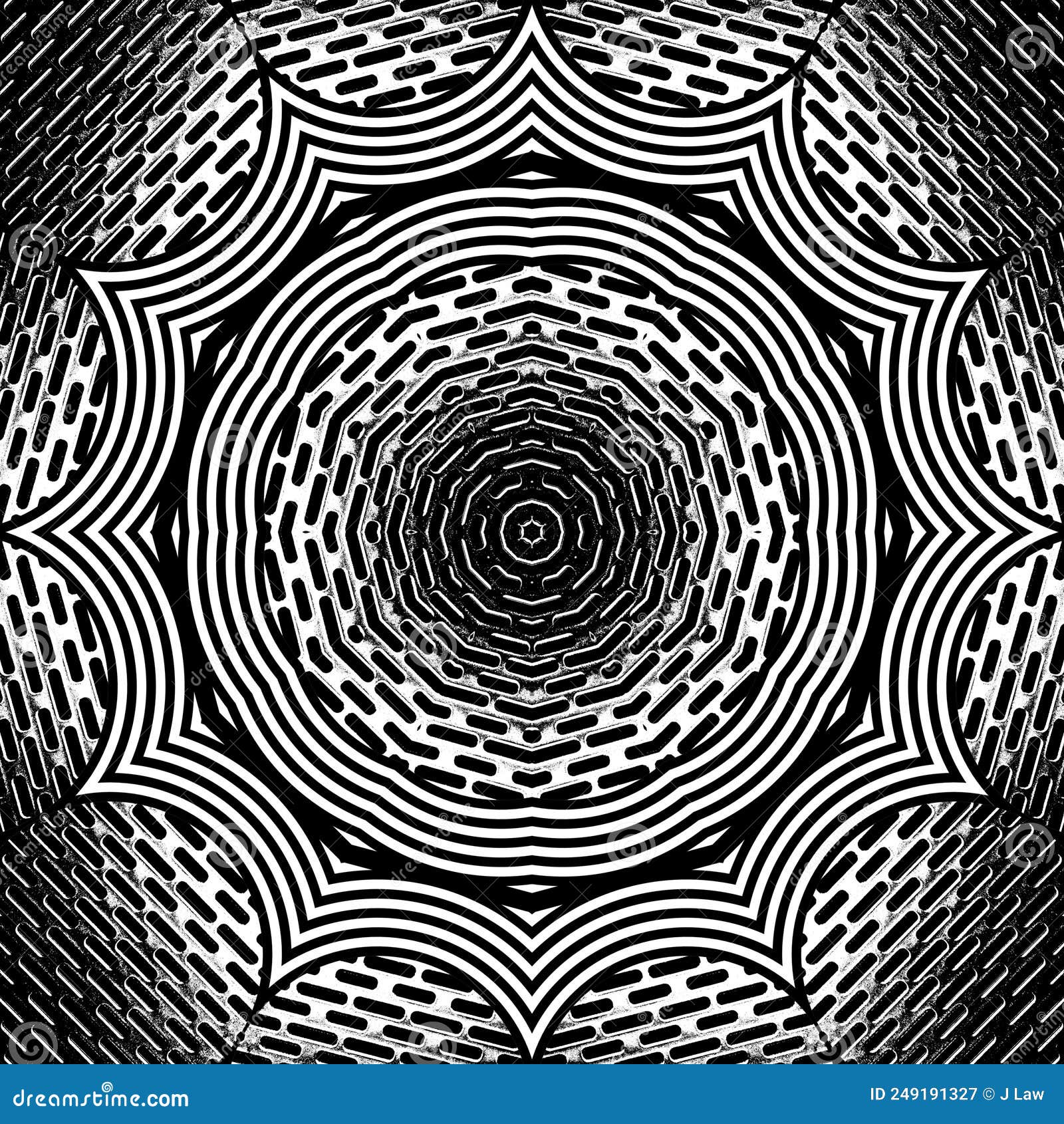 Circular Style Creative Black and White Geometric Pattern Stock ...