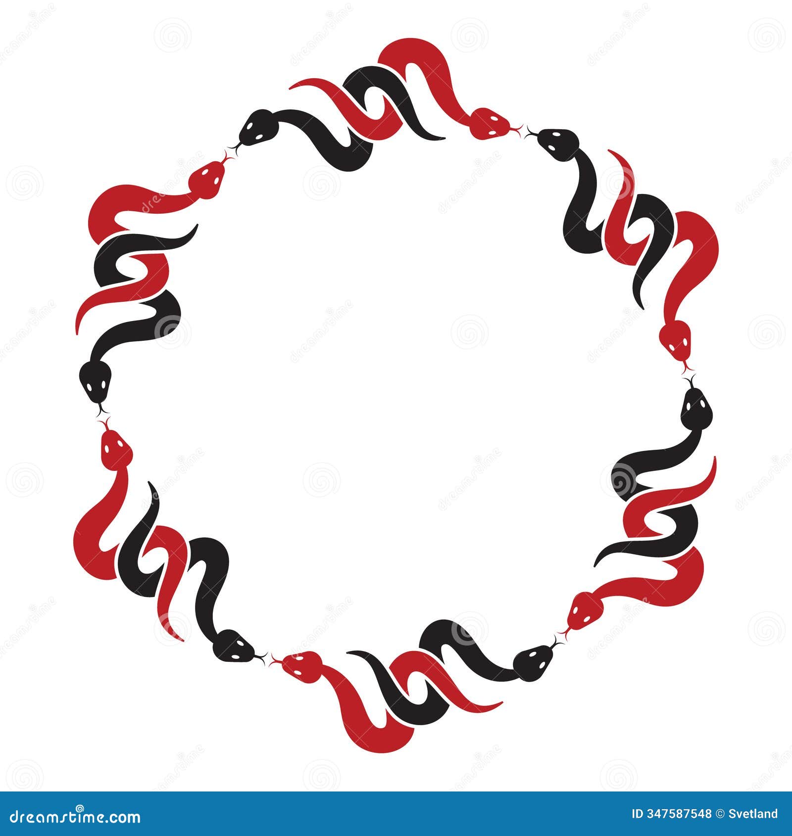 Circular Stylized Border with Red and Black Snakes. Stock Illustration ...