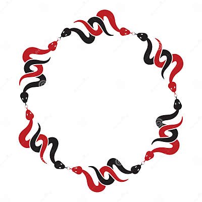 Circular Stylized Border with Red and Black Snakes. Stock Illustration ...