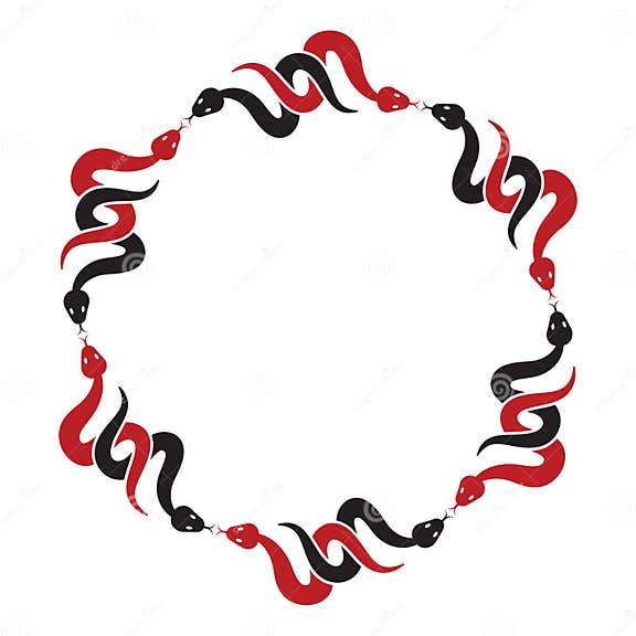 Circular Stylized Border with Red and Black Snakes. Stock Illustration ...