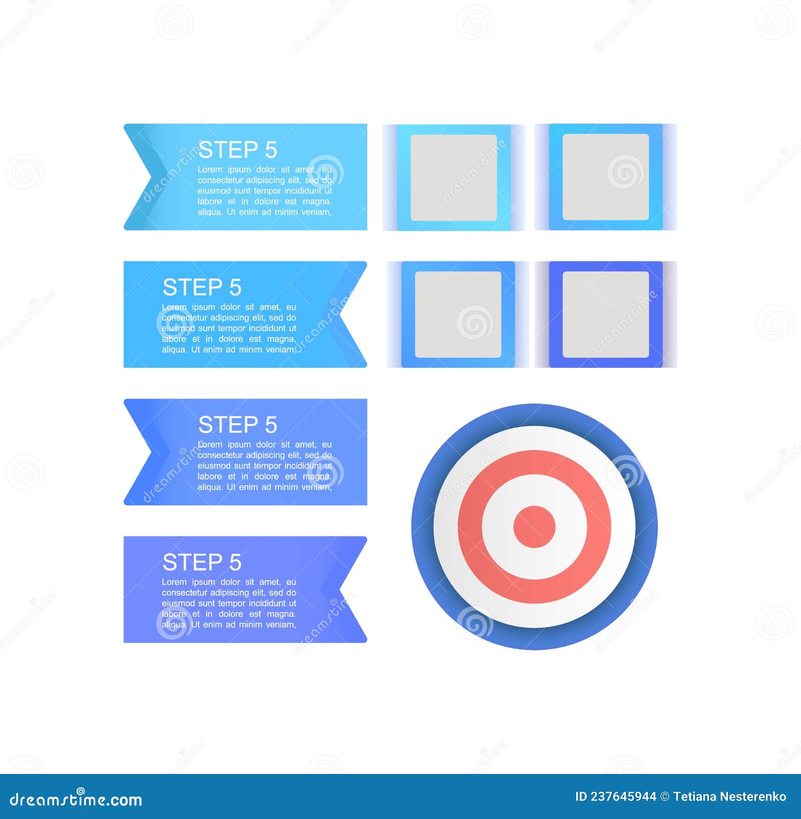 Circular Target with Blue Flags Infographic Chart Design Element Set ...