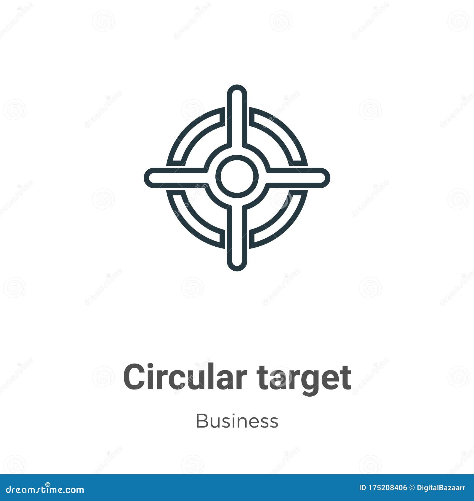 Circular Target Outline Vector Icon. Thin Line Black Circular Target ...