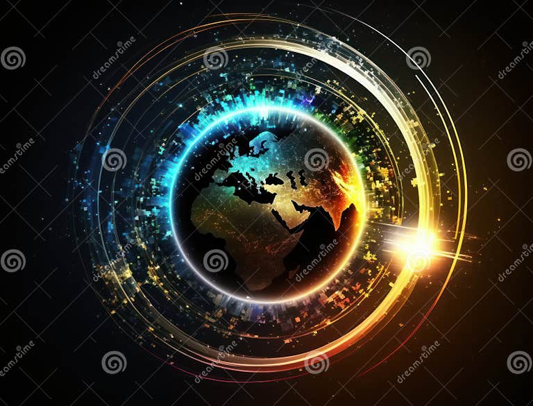 Circular Tech Science Global Orbit Light Effect Background. Global ...