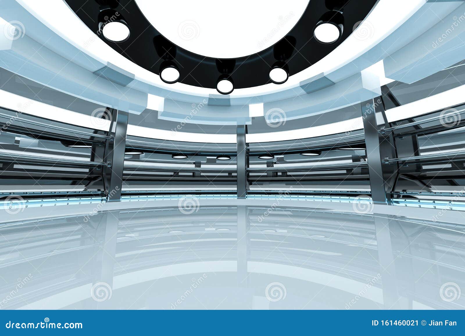 Circular Technological Structure Building, 3d Rendering Stock ...