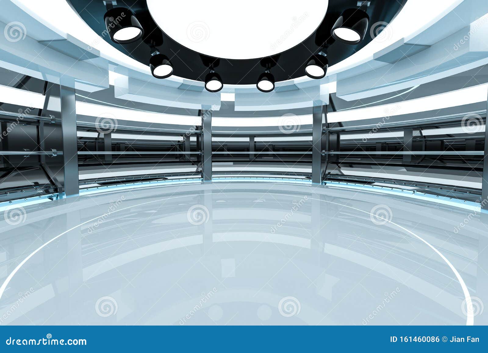 Circular Technological Structure Building, 3d Rendering Stock ...