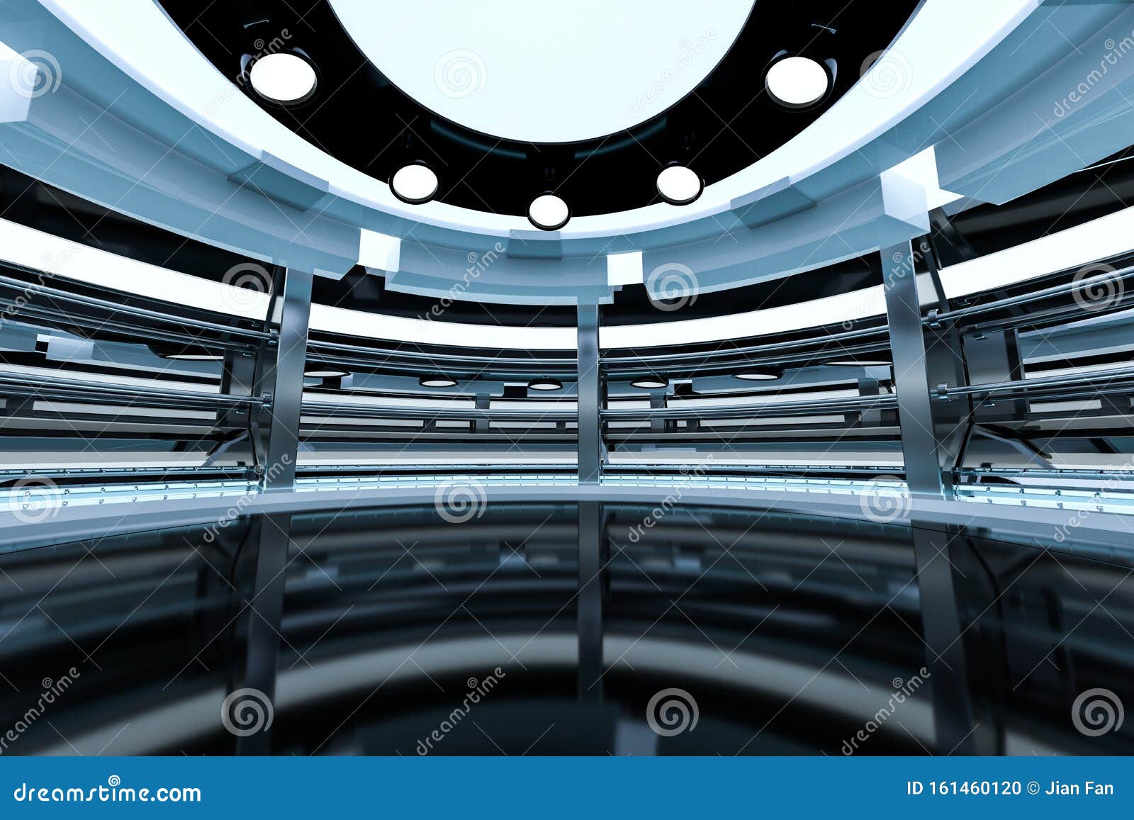 Circular Technological Structure Building, 3d Rendering Stock ...