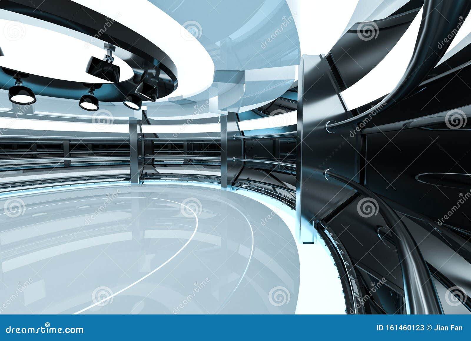 Circular Technological Structure Building, 3d Rendering Stock ...