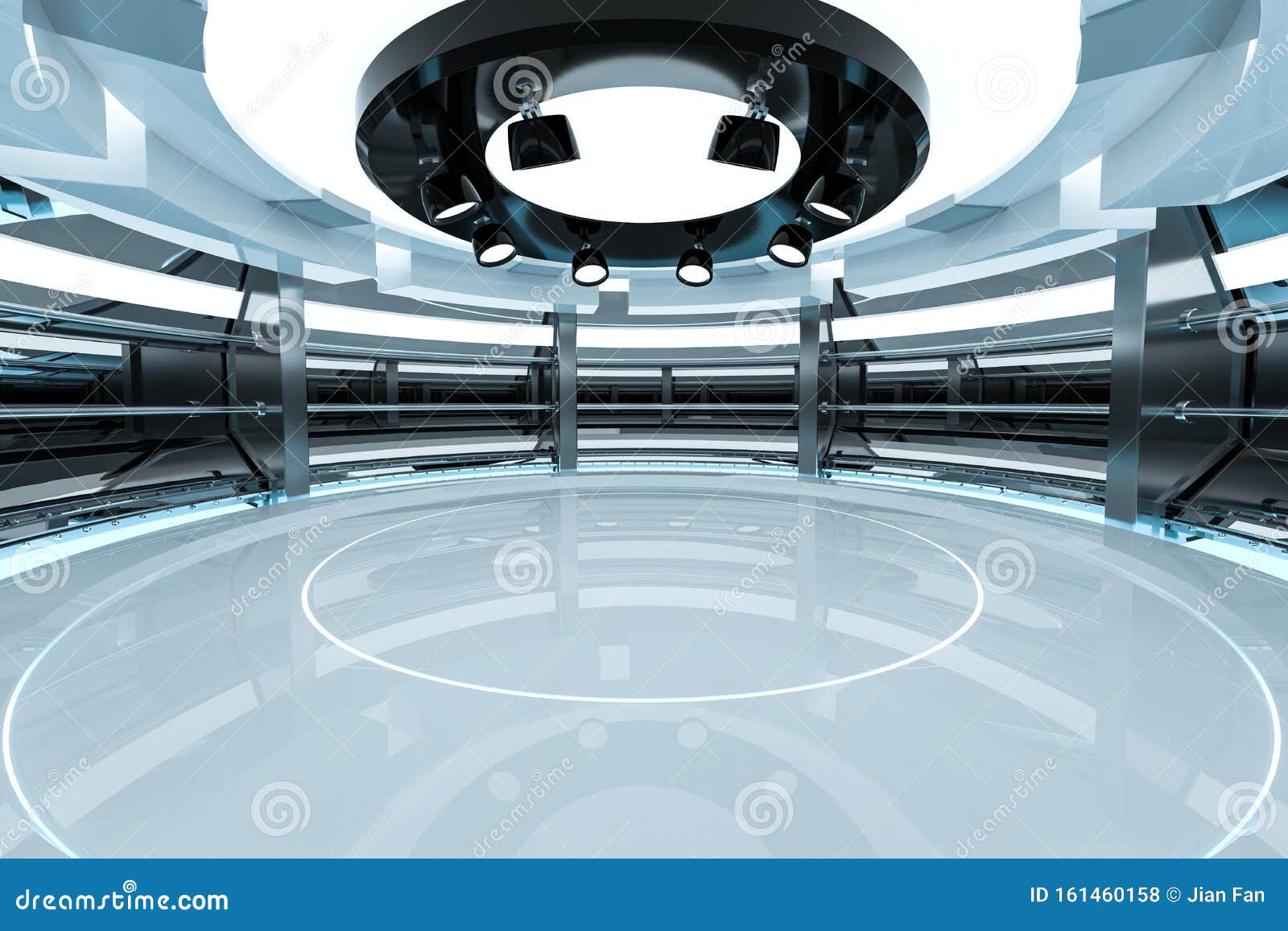 Circular Technological Structure Building, 3d Rendering Stock ...