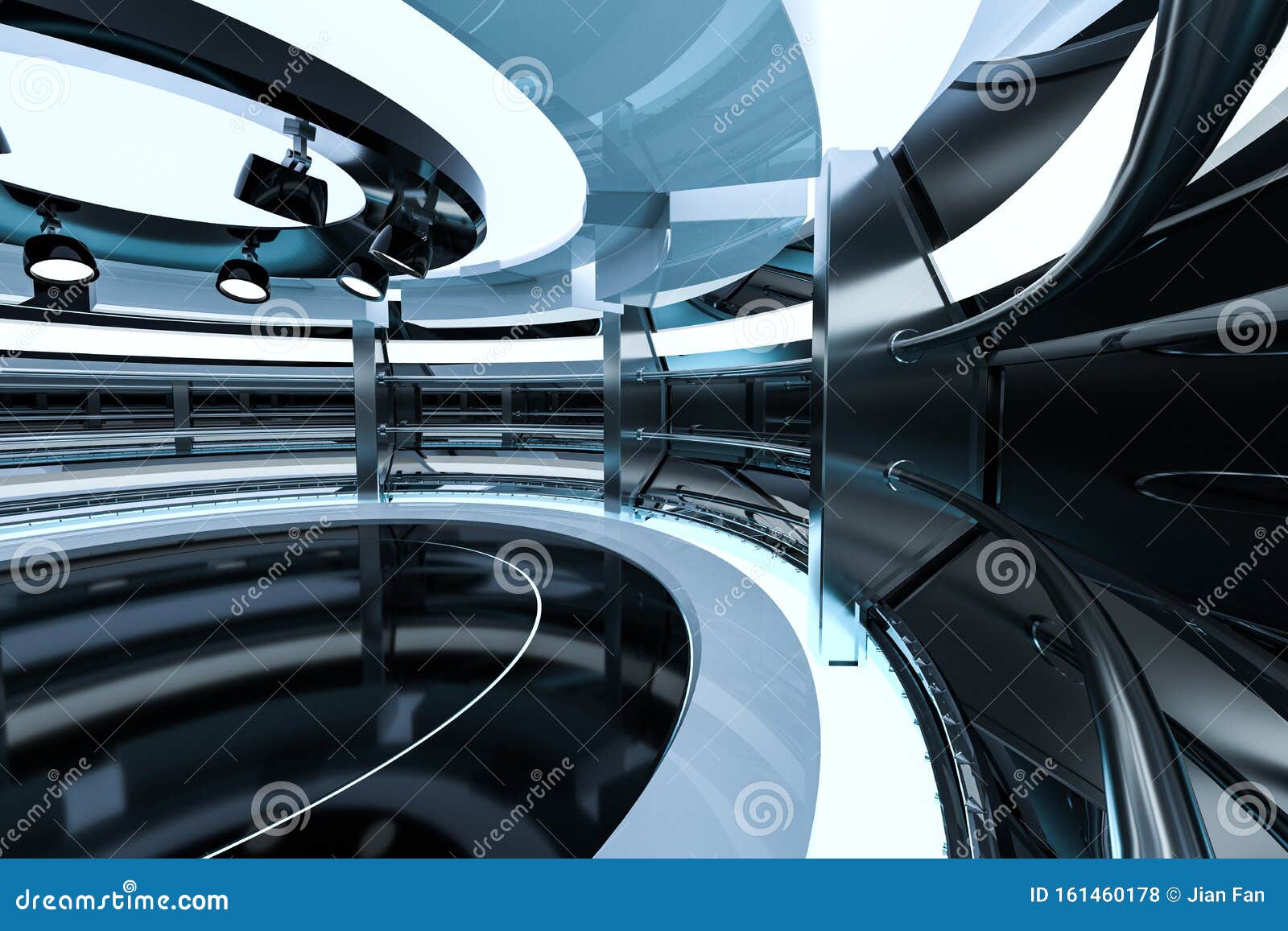 Circular Technological Structure Building, 3d Rendering Stock ...