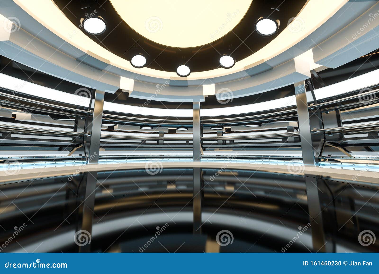 Circular Technological Structure Building, 3d Rendering Stock ...