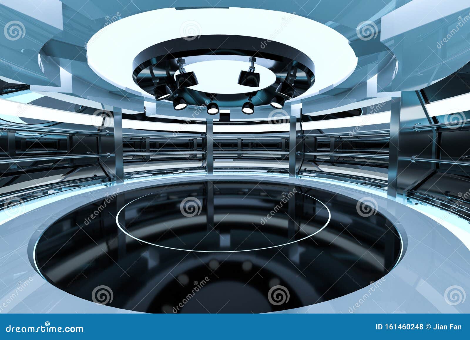 Circular Technological Structure Building, 3d Rendering Stock ...