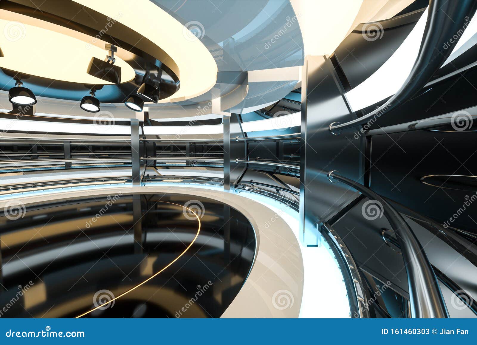 Circular Technological Structure Building, 3d Rendering Stock ...
