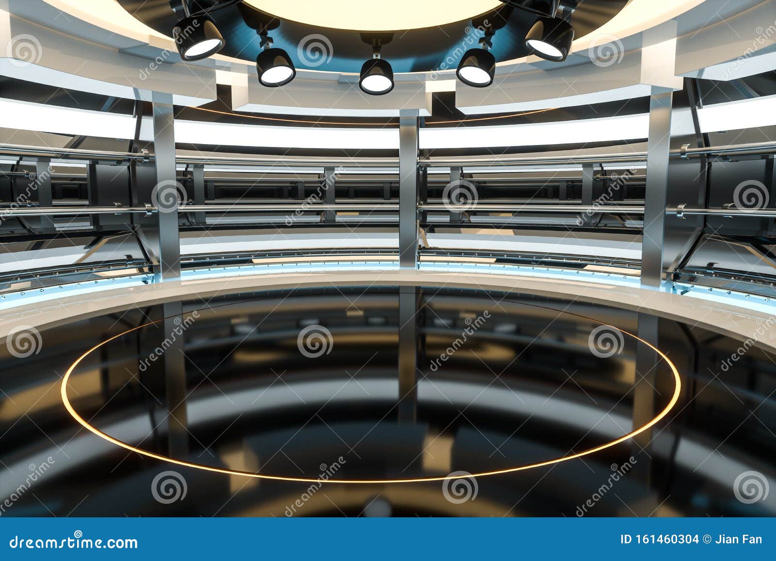 Circular Technological Structure Building, 3d Rendering Stock ...