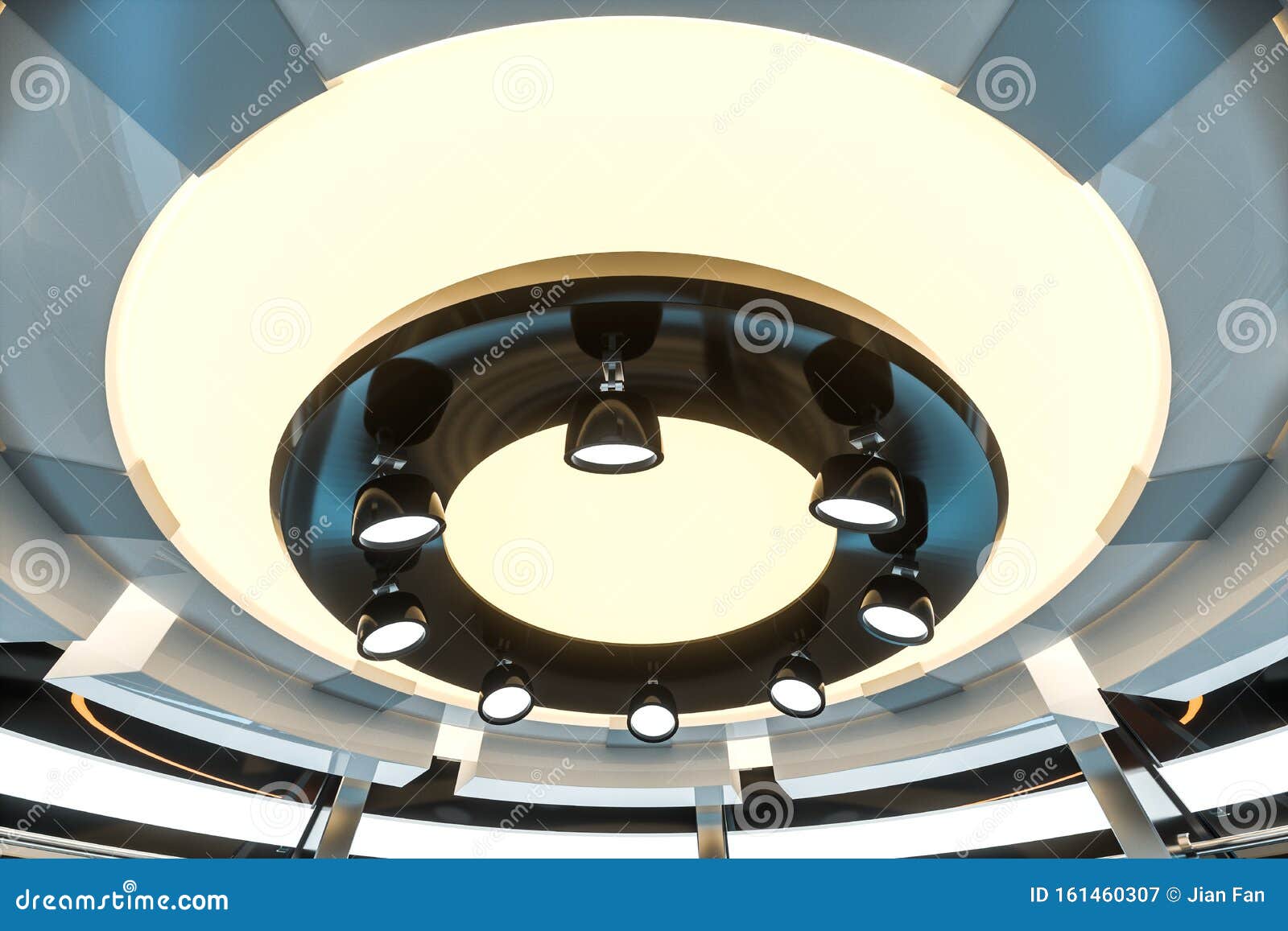 Circular Technological Structure Building, 3d Rendering Stock ...