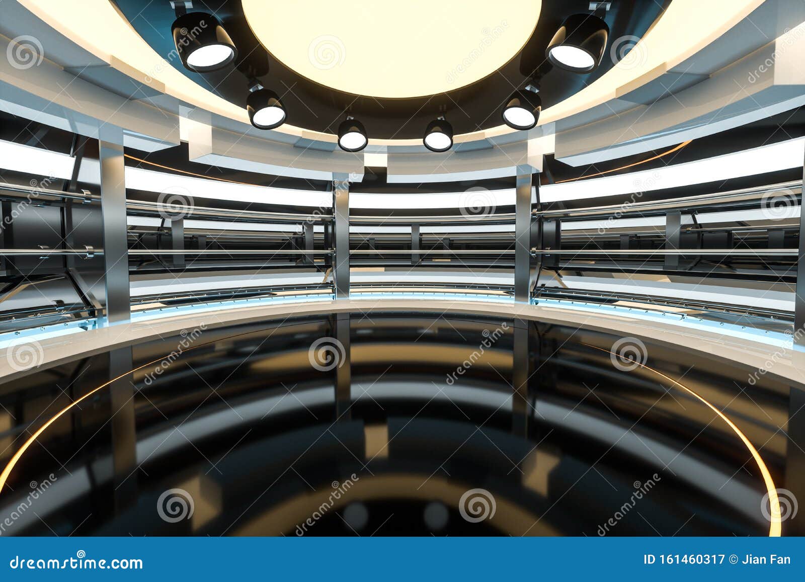 Circular Technological Structure Building, 3d Rendering Stock ...