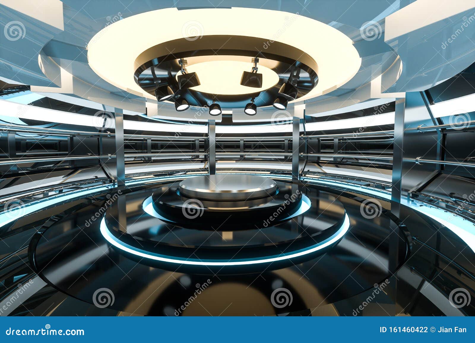 Circular Technological Structure Building, 3d Rendering Stock ...