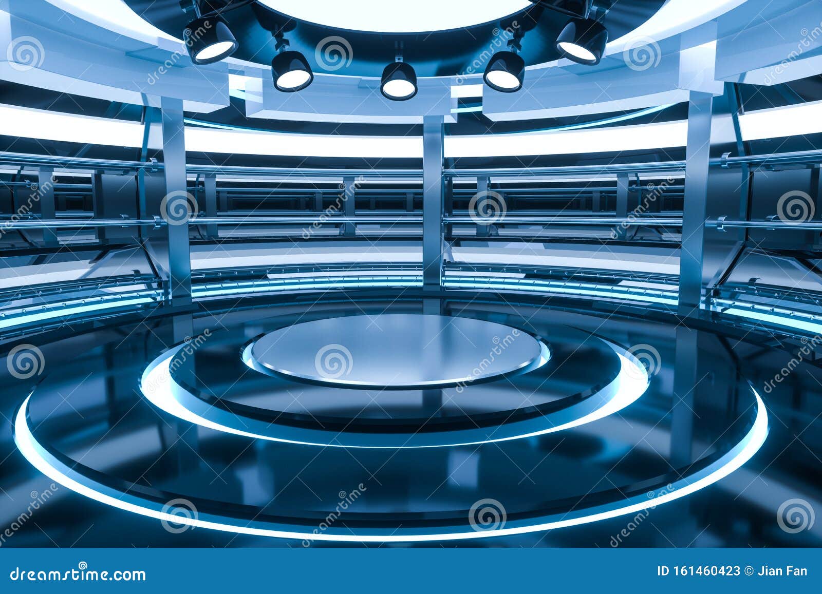 Circular Technological Structure Building, 3d Rendering Stock ...