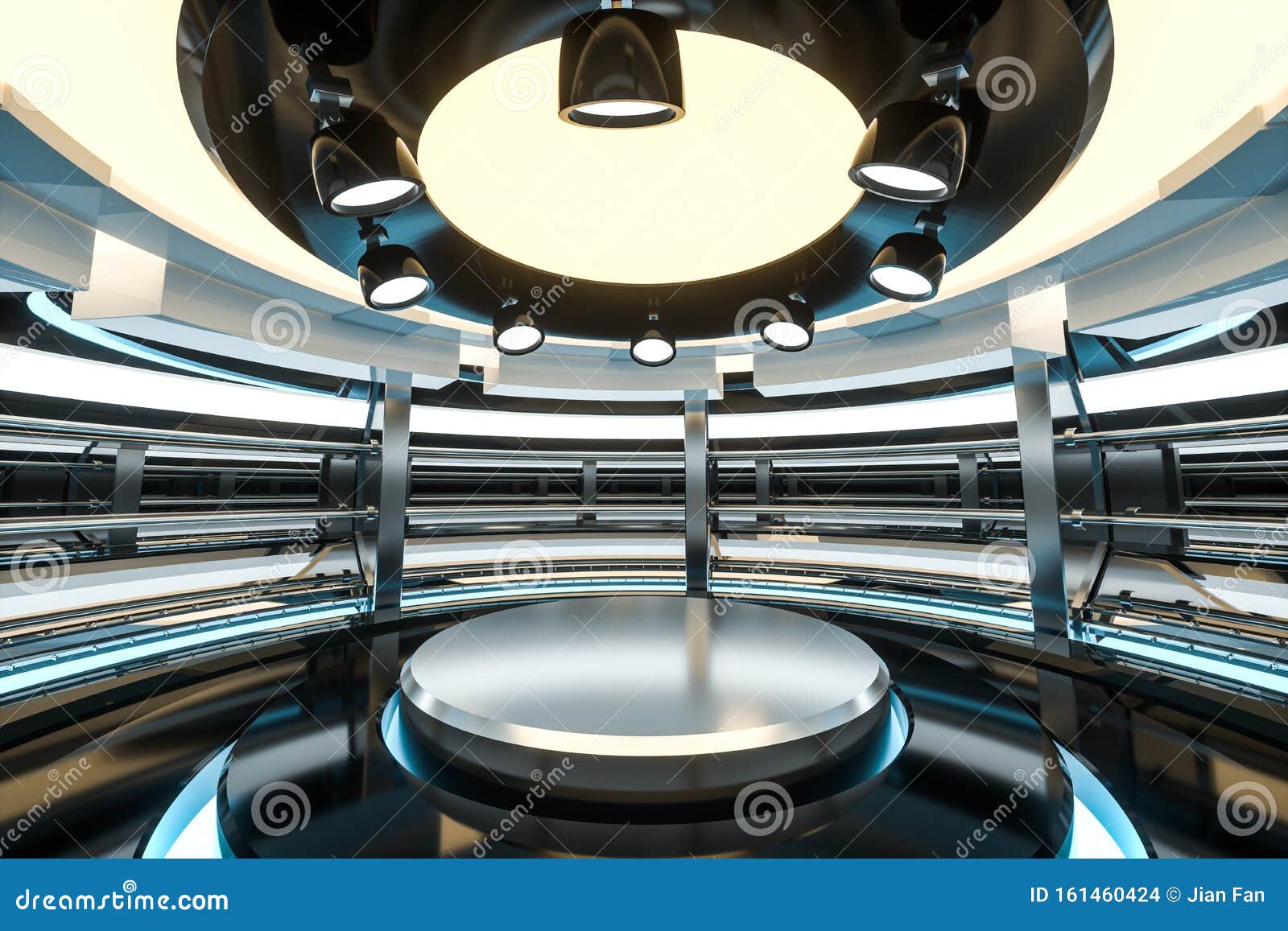 Circular Technological Structure Building, 3d Rendering Stock ...