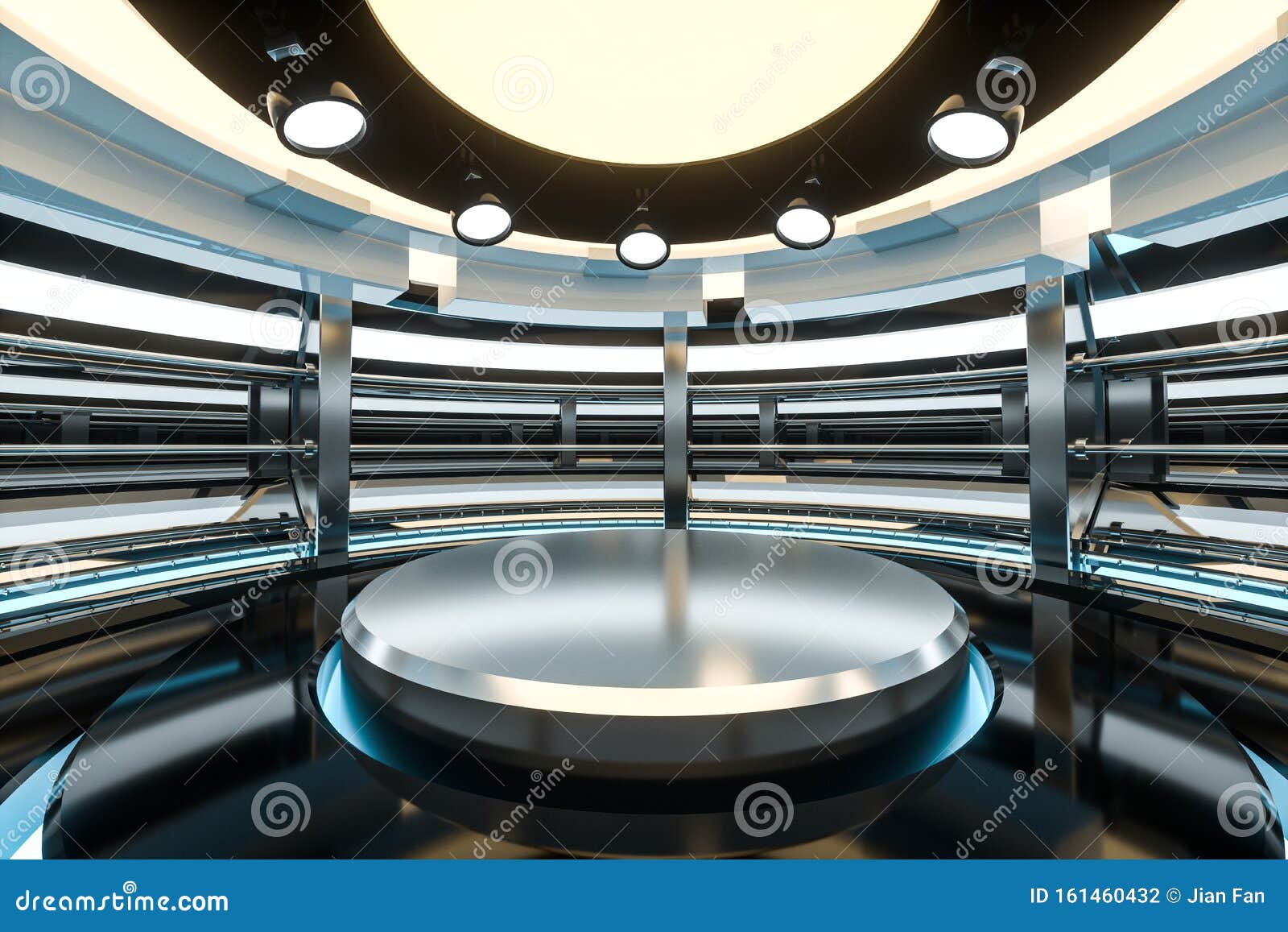 Circular Technological Structure Building, 3d Rendering Stock ...