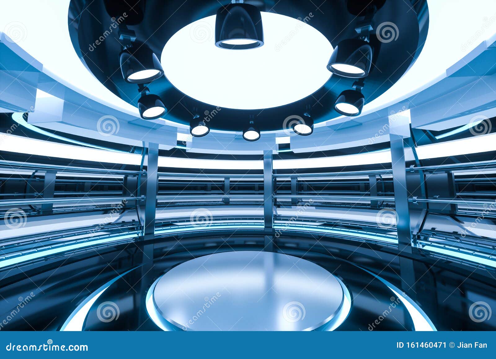 Circular Technological Structure Building, 3d Rendering Stock ...
